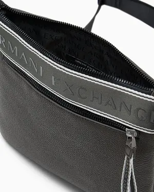 Armani Exchange Flat Cross-body Messenger Bag In Coated Fabric - Brown