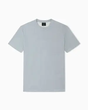 Armani Exchange Regular Fit Cotton T-shirt With Allover Logo Detail - Blue