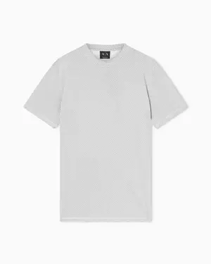 Armani Exchange Regular Fit Cotton T-shirt With Allover Logo Detail - Grey