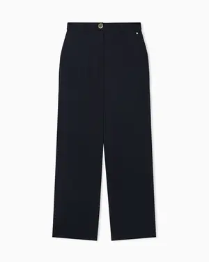 Armani Exchange Classic Trousers In Recycled Crêpe Satin - Black