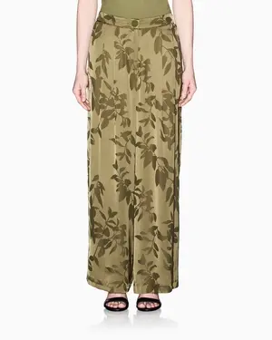 Armani Exchange Jacquard Viscose Palazzo Pants With Geometric Pattern