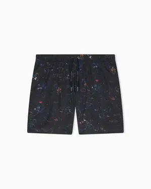 Armani Exchange All-over Graphic Print Swimsuit - Black