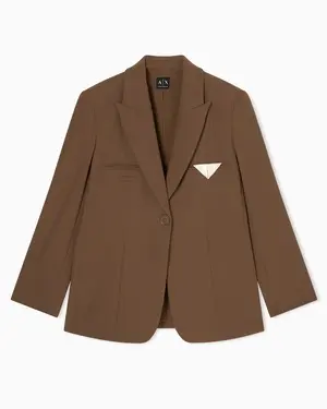 Armani Exchange Single-breasted Oversized Jacket With Pocket Square - Brown