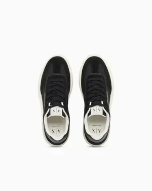 Armani Exchange Sneakers With Suede Inserts - Black
