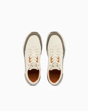 Armani Exchange Sneakers In Ripstop With Micro Suede - Beige