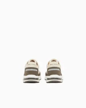 Armani Exchange Sneakers In Ripstop With Micro Suede - Beige