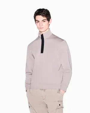 Armani Exchange High-neck Sweatshirt With Zip - Beige