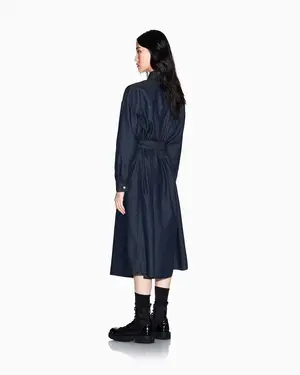 Armani Exchange Flared Chambray Dress With Belt