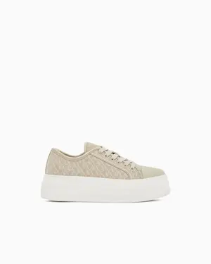 Armani Exchange Sneakers Jacquard Canvas - Beige