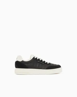 Armani Exchange Urban Leather Sneakers With Suede Inserts - Black