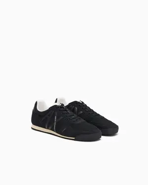 Armani Exchange Suede And Mesh Lace-up Sneakers
