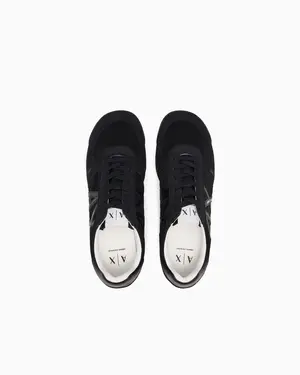 Armani Exchange Suede And Mesh Lace-up Sneakers