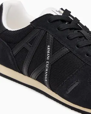 Armani Exchange Suede And Mesh Lace-up Sneakers