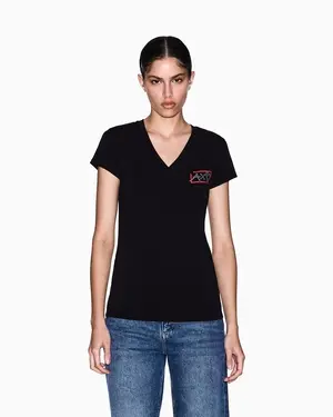 Armani Exchange Slim Fit T-shirt In Stretch Cotton Jersey - Black