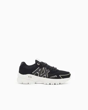 Armani Exchange Sneakers In Mesh And Nylon With Rubber Sole - Black