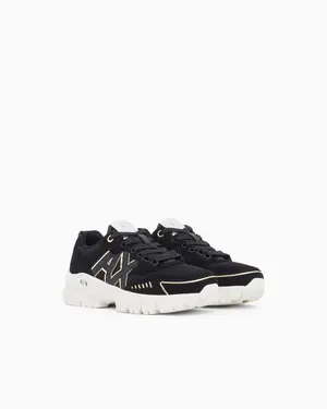 Armani Exchange Mesh And Nylon Trainers With Rubber Sole - Black