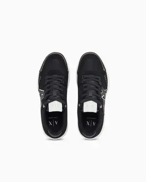 Armani Exchange Mesh And Nylon Trainers With Rubber Sole - Black