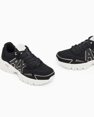 Armani Exchange Mesh And Nylon Trainers With Rubber Sole - Black