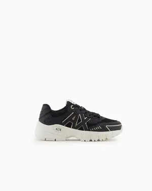 Armani Exchange Mesh And Nylon Trainers With Rubber Sole - Black