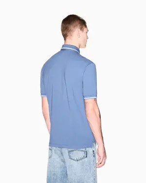 Armani Exchange Regular Fit Polo Shirt In Stretch Cotton Piquet - Light Blue