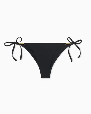 Armani Exchange Low-rise Bikini Bottoms In Stretch Fabric - Black