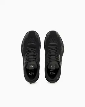 Armani Exchange Sneakers In Microsuede And Mesh - Black