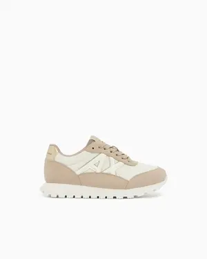 Armani Exchange Sneakers In Mesh And Microsuede Beige