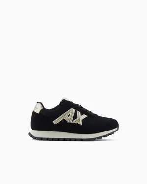 Armani Exchange Sneakers In Mesh And Microsuede - Black