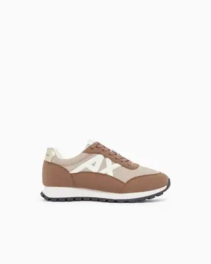 Armani Exchange Sneakers In Mesh And Microsuede - Brown