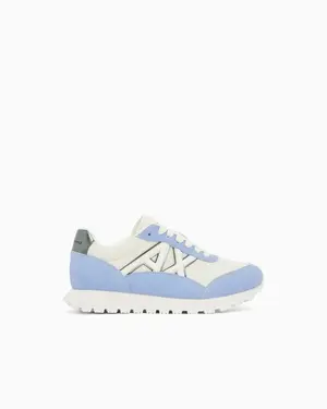 Armani Exchange Sneakers In Mesh And Microsuede - Light Blue