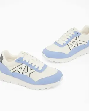 Armani Exchange Sneakers In Mesh And Microsuede - Light Blue