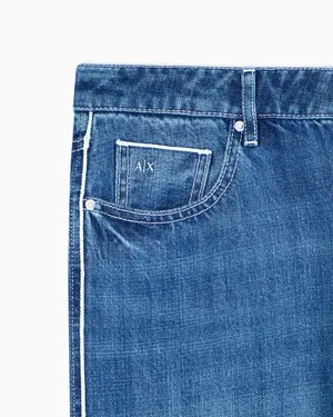 Armani Exchange Loose Fit Mid- Rigid Denim Jeans