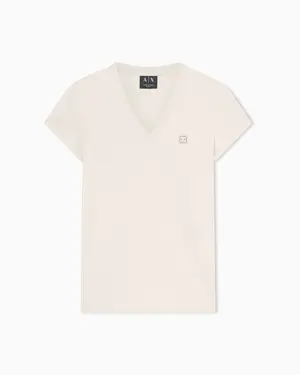 Armani Exchange Slim Fit T-shirt In Cotton Jersey - Beige