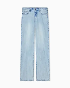 Armani Exchange Relaxed Denim Jeans In Light Lyocell Cotton - Blue
