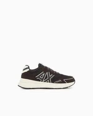 Armani Exchange Sneakers In Microsuede And Mesh - Brown