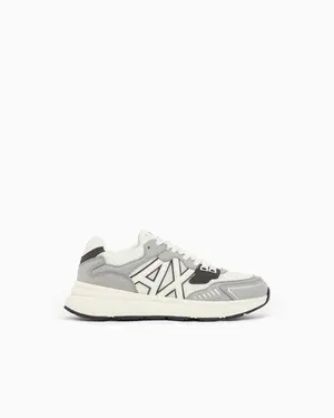 Armani Exchange Sneakers In Microsuede And Mesh - Grey