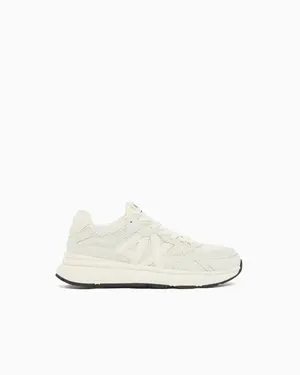 Armani Exchange Microsuede And Mesh Lace-up Sneakers - White