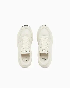 Armani Exchange Microsuede And Mesh Lace-up Sneakers - White