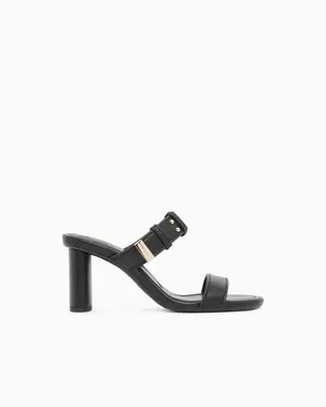 Armani Exchange Heeled Sandals With Two Straps - Black