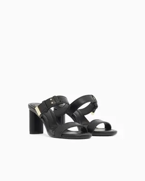 Armani Exchange Heeled Sandals With Two Straps - Black