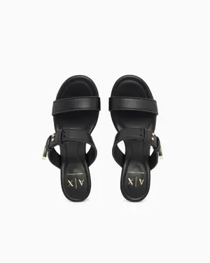 Armani Exchange Heeled Sandals With Two Straps - Black