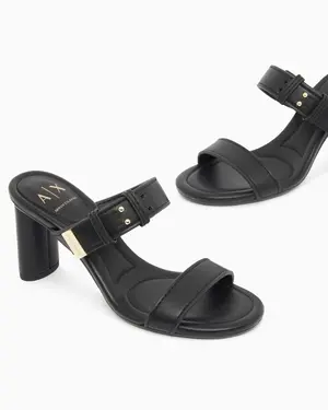 Armani Exchange Heeled Sandals With Two Straps - Black