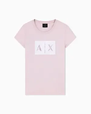 Armani Exchange Slim Fit Cotton Jersey T-shirt With Sequin Embellishment - Pink