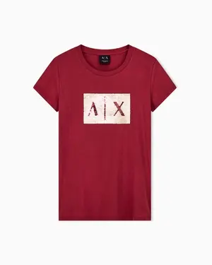 Armani Exchange Slim Fit Cotton Jersey T-shirt With Sequin Embellishment - Red