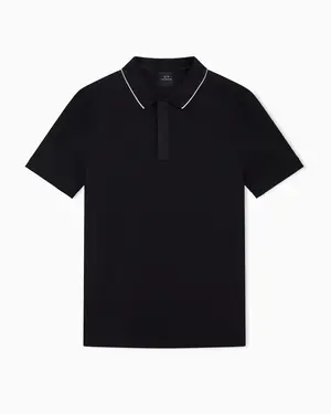 Armani Exchange Slim Fit Polo Shirt In Cotton Piqu - Black