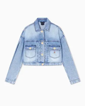 Armani Exchange Light Denim Jacket In Rigid Lyocell Cotton - Blue