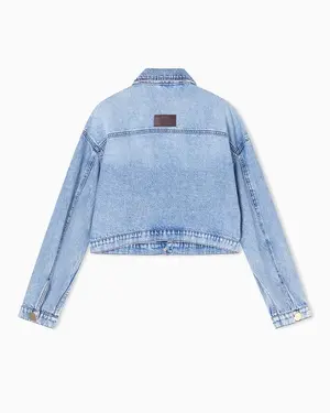 Armani Exchange Light Denim Jacket In Rigid Lyocell Cotton