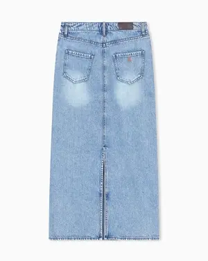 Armani Exchange Long Denim Skirt In Lyocell Cotton