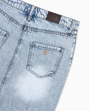 Armani Exchange Long Denim Skirt In Lyocell Cotton
