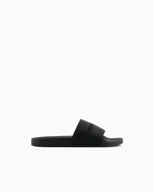 Armani Exchange Embossed Logo Slides - Black